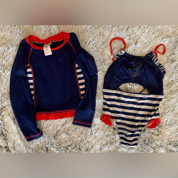 Lily And Dan | Matching Sets | Rash Guard And Bathing Suit Lily Dan Red White And Blue Girls 78 ...